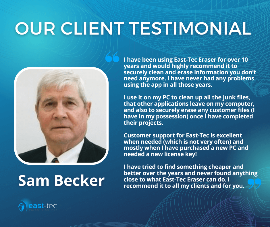 Sam Becker: A Decade-Long Journey With east-tec Eraser